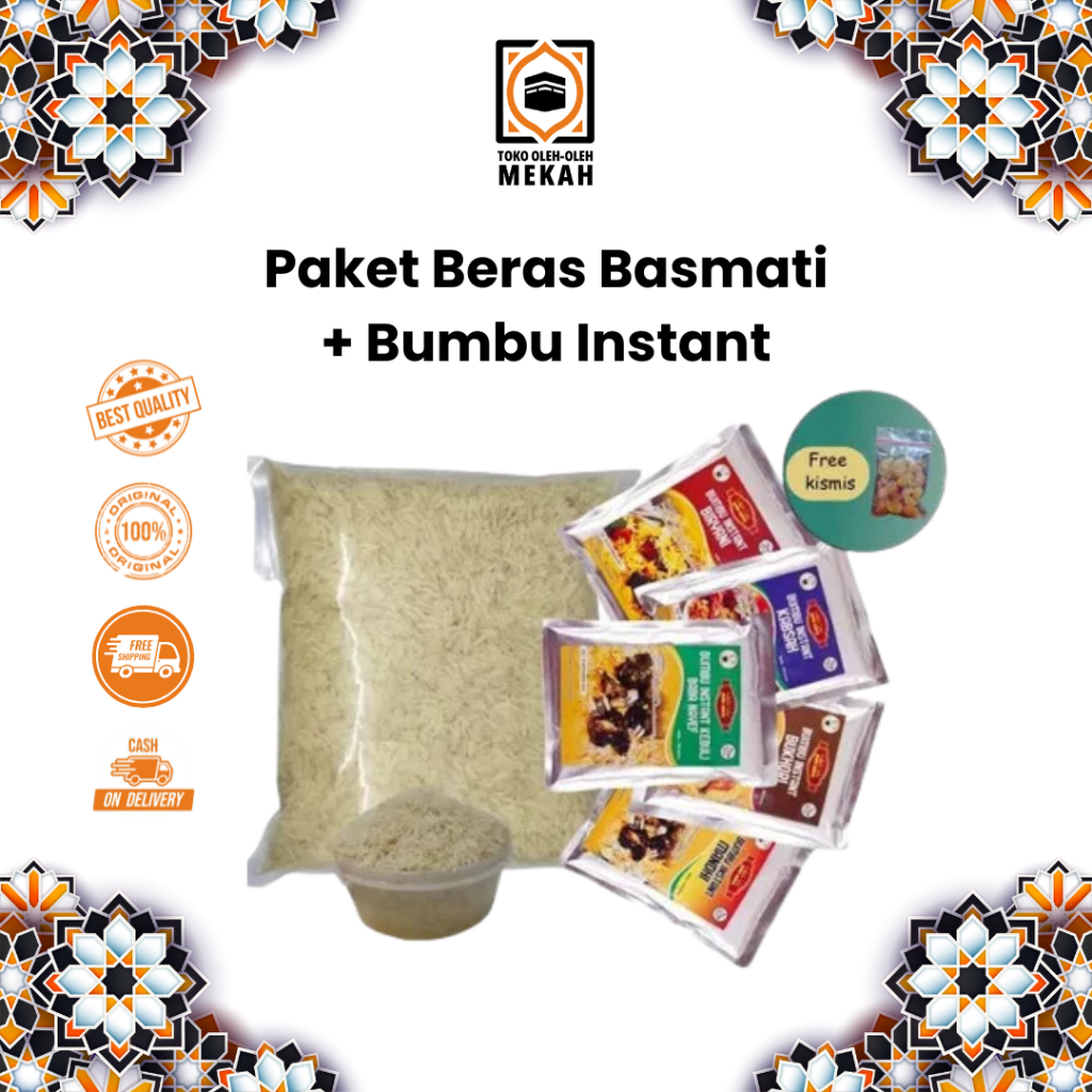 Jual PAKET BERAS BASMATI 1KG PLUS BUMBU INSTANT FREE KISMIS | Shopee ...