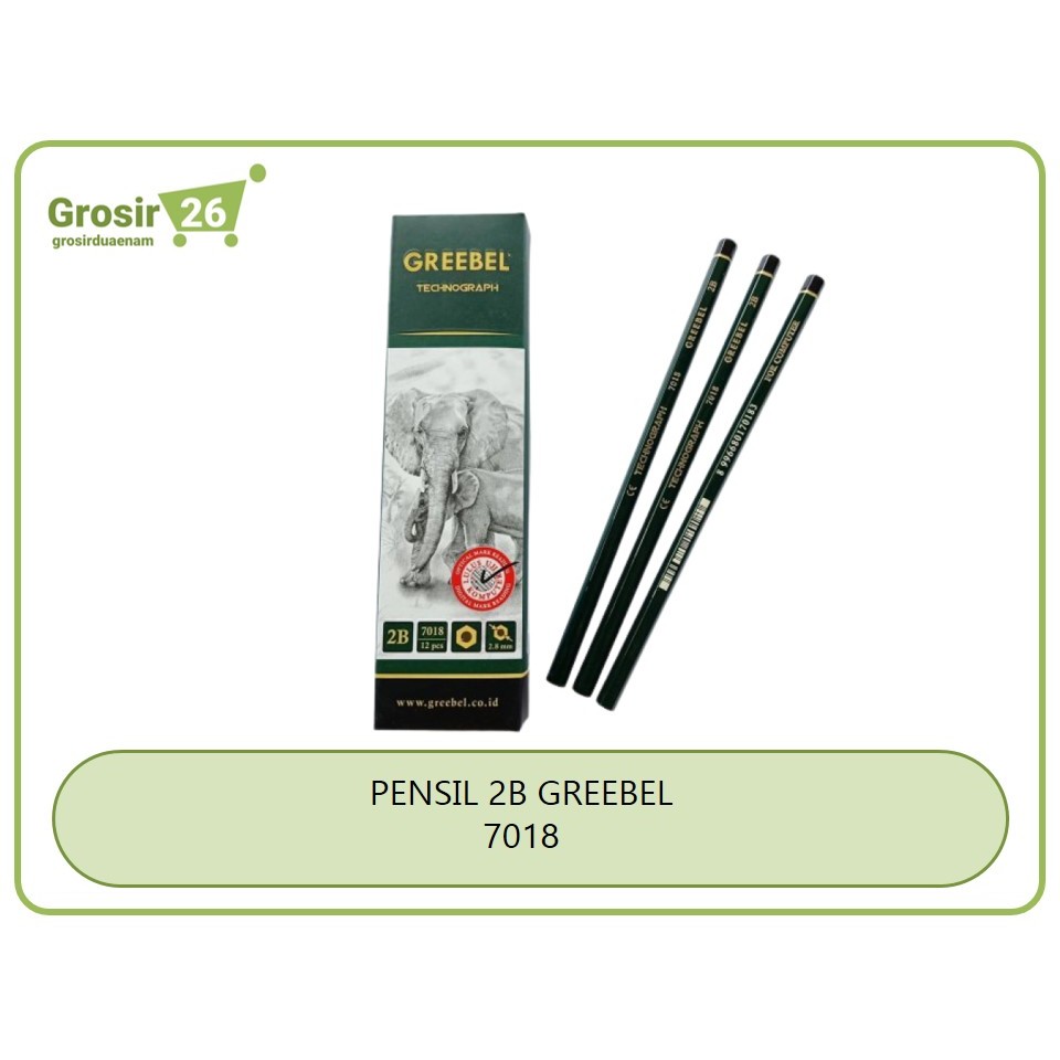 Jual (1 box) pensil kayu 2b ujian komputer greebel graphite pencil ...
