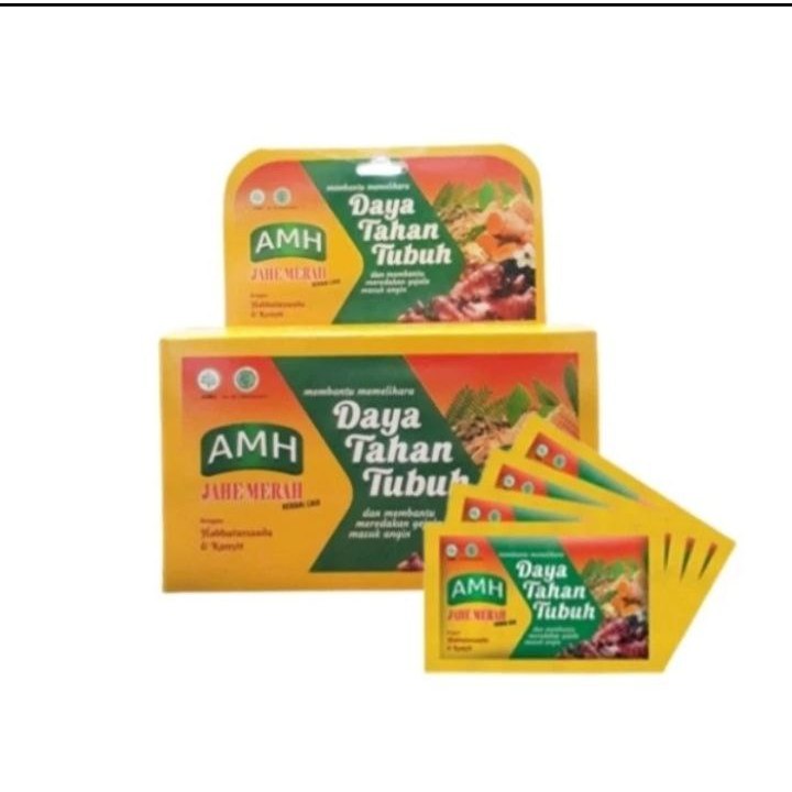 Jual AMH Jahe Merah Herbal Cair 12 Sachet Original - Meredakan Gejala ...