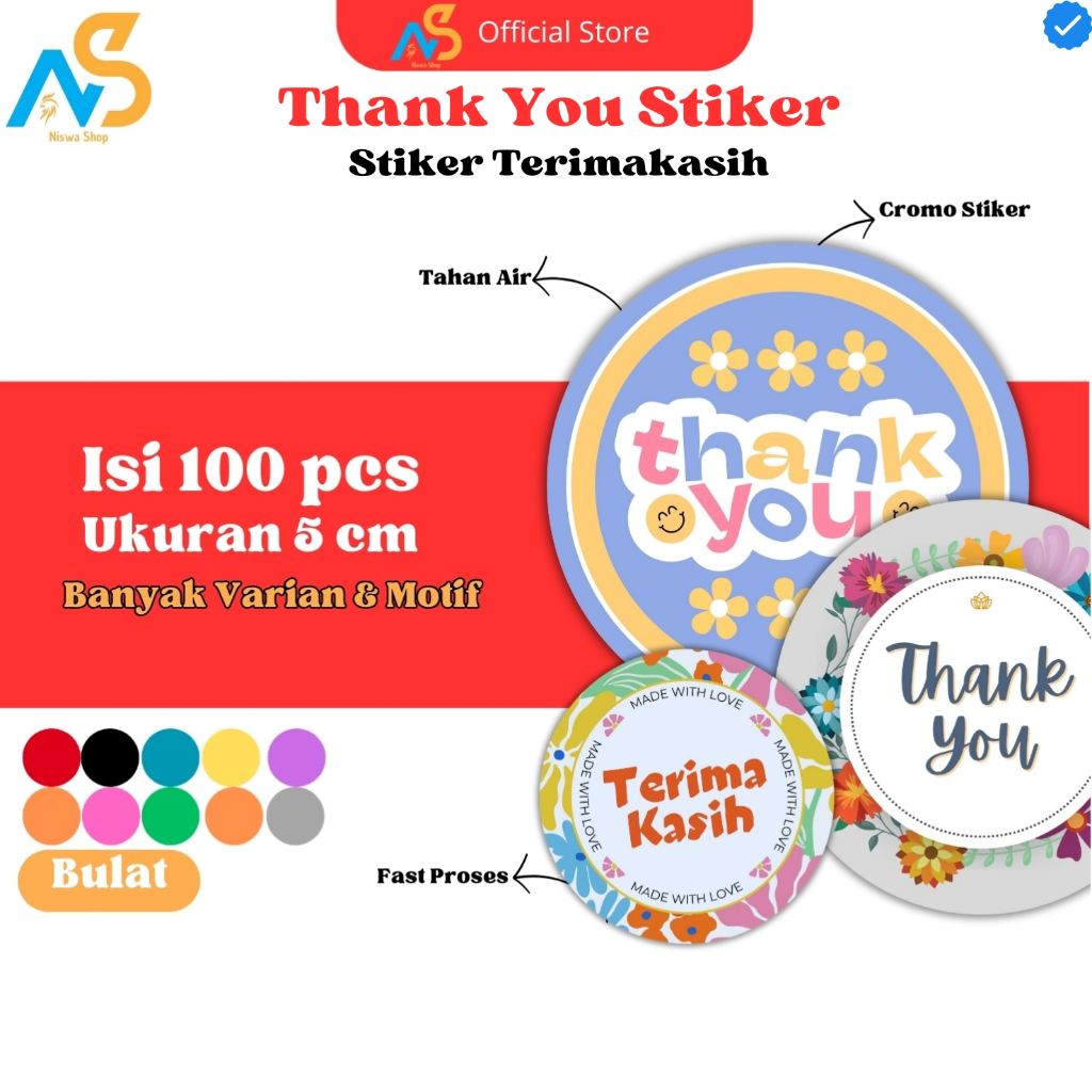 Jual STIKER THANK YOU - STIKER TERIMAKASIH - STIKER LABEL THANK YOU ...