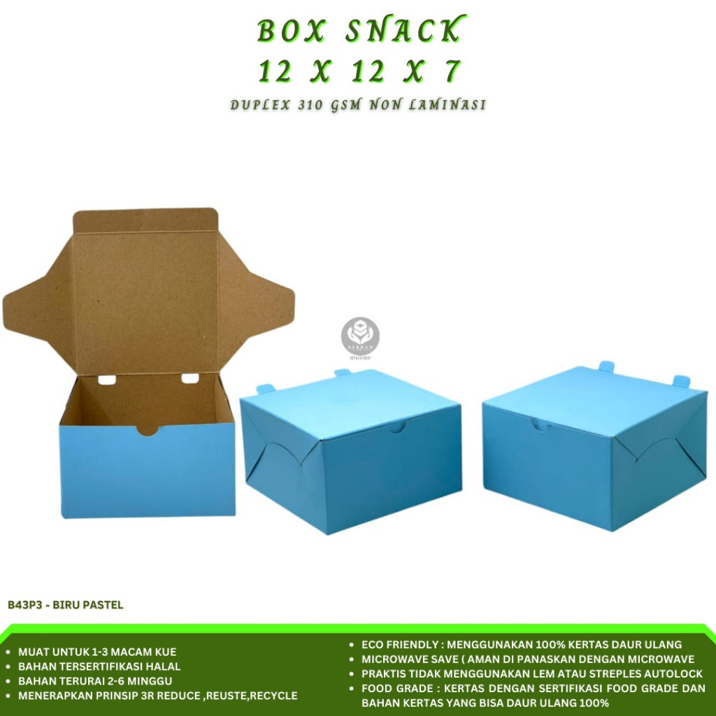 Jual Dus Snack 12x12 Dus 12x12 Snack Box 12x12 (B43P3-12X12X7) | Shopee ...