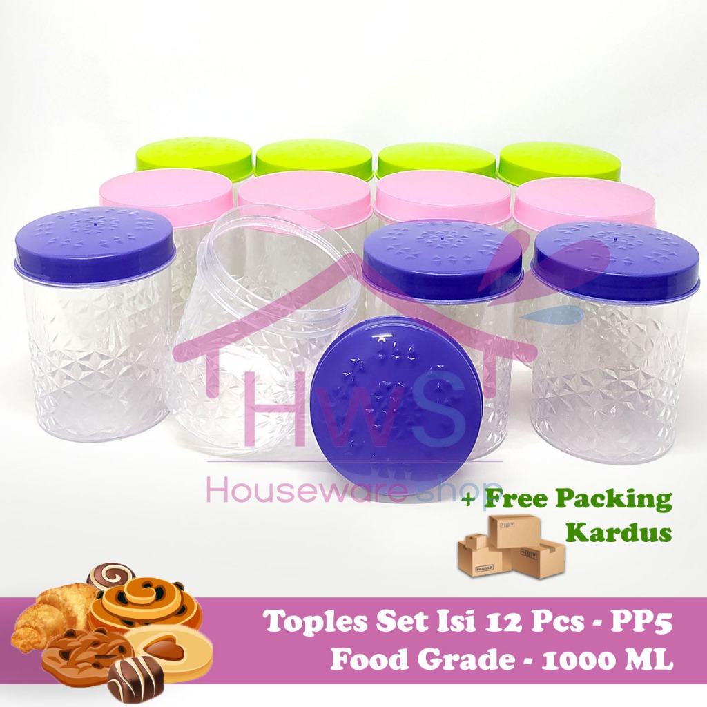 Jual [ LUSIN ] Toples Plastik / Toples Kristal Piramid 1000 ml - Food ...