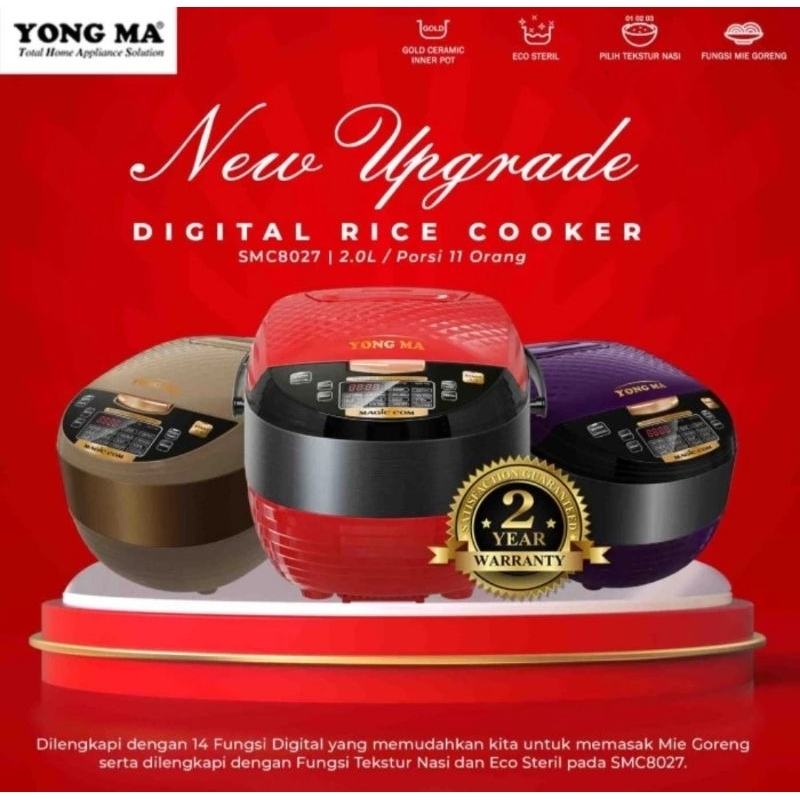 Jual YONGMA RICE COOKER SMC-8027 DIGITAL RICE COOKER YONGMA DIGITAL 2 ...