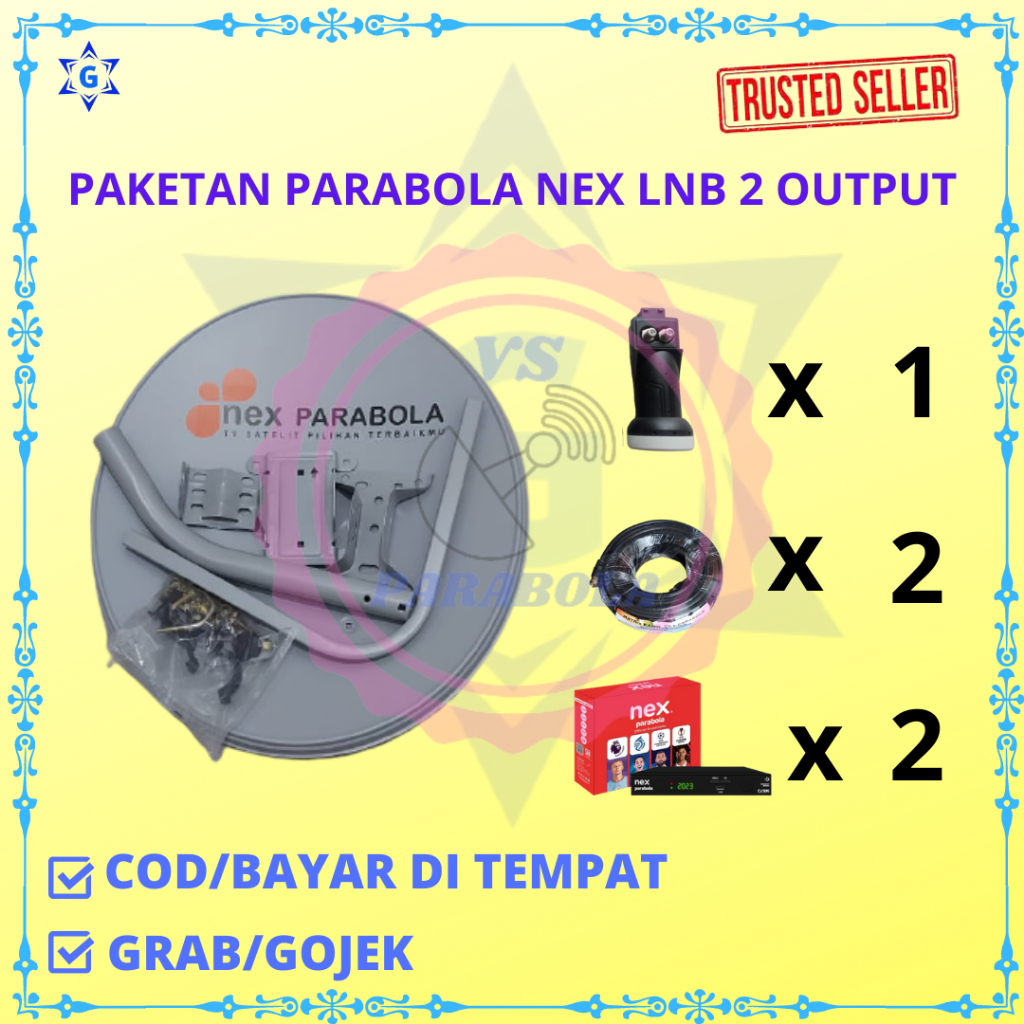 Jual PARABOLA NEX KUBAND KOMPLIT UNTUK 2 TV (1 BH ANTENA 1 BH LNB KU 2 ...