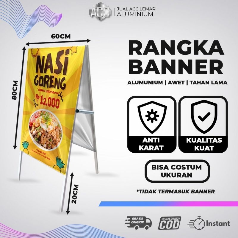Jual RANGKA BANNER/ SPANDUK BESAR 3PENGAIT & 2SISI DARI BAHAN ALUMINIUM ...