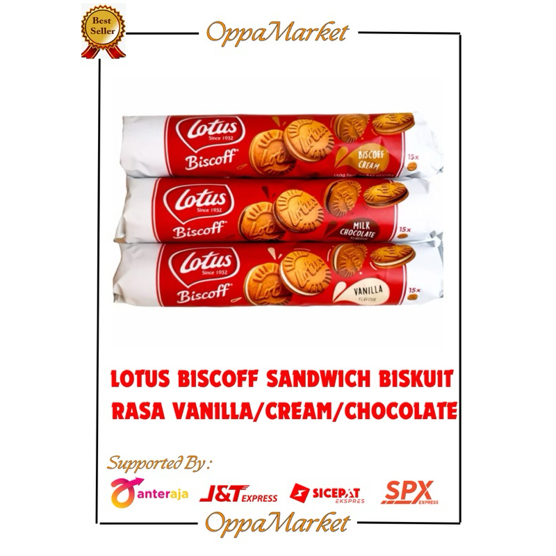 Jual LOTUS BISCOFF SANDWICH BISKUIT CARAMEL COOKIES RASA BISCOFF CREAM ...
