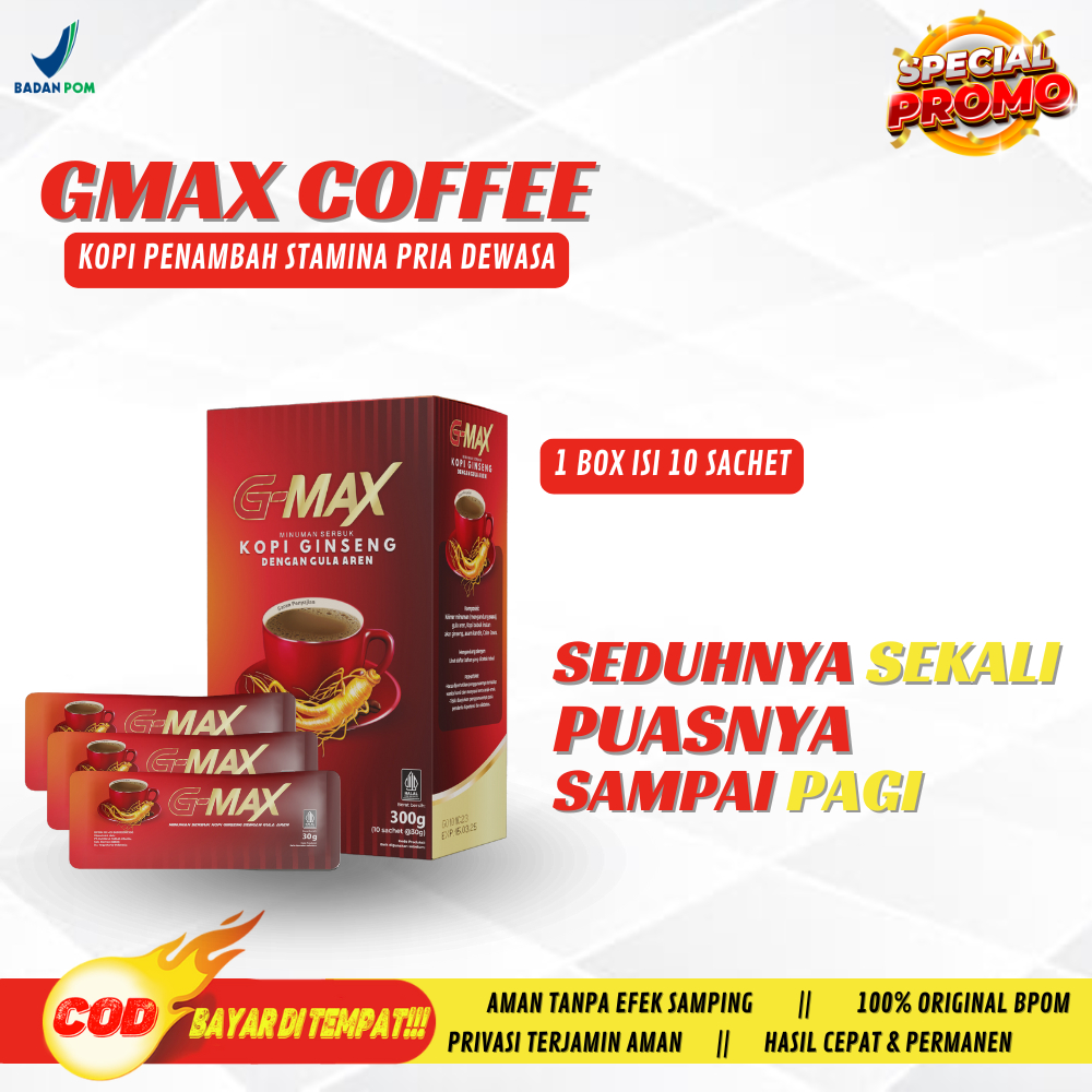 Jual Kopi Penambah Stamina Pria Dewasa 100% Original Aman Sudah BPOM - KOPI GMAX 1 BOX 10 SACHET ...