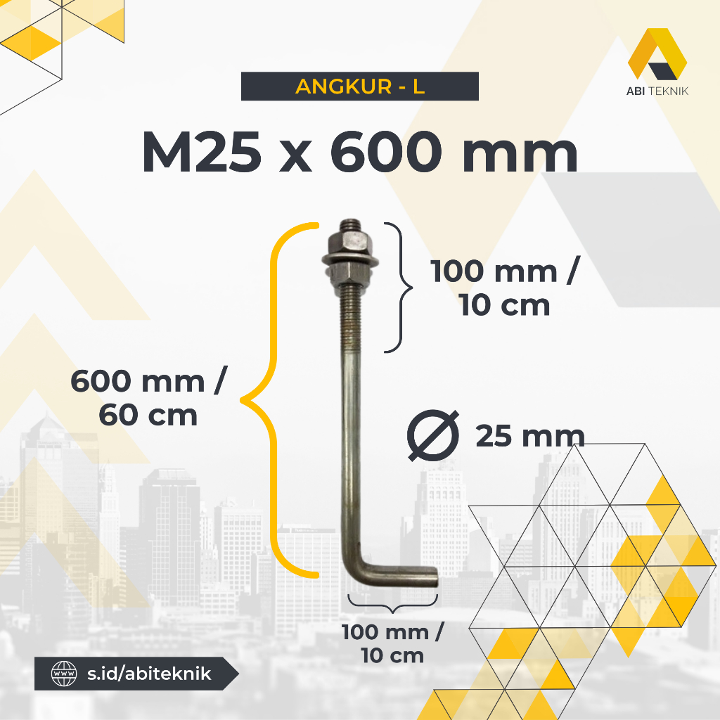 Jual Anchor Bolt L / Baut Angkur L 1" / M25 x 600 mm - Assental (ST41 ...