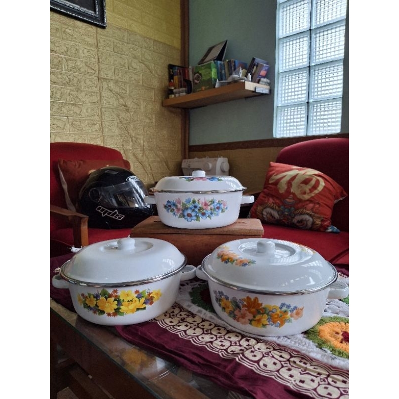 Jual Enamel Snack Bowl Multifunction Bowl with Enamel Lid Thalia Series 18cm 900ml | Shopee ...