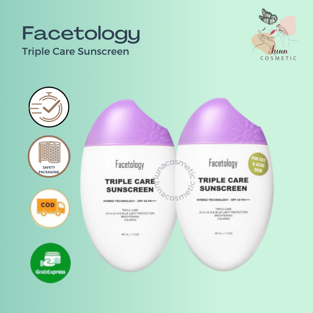 Jual Facetology Triple Care Sunscreen For Acne & Oily Skin SPF 40 PA+++ 40ML&Triple Care ...