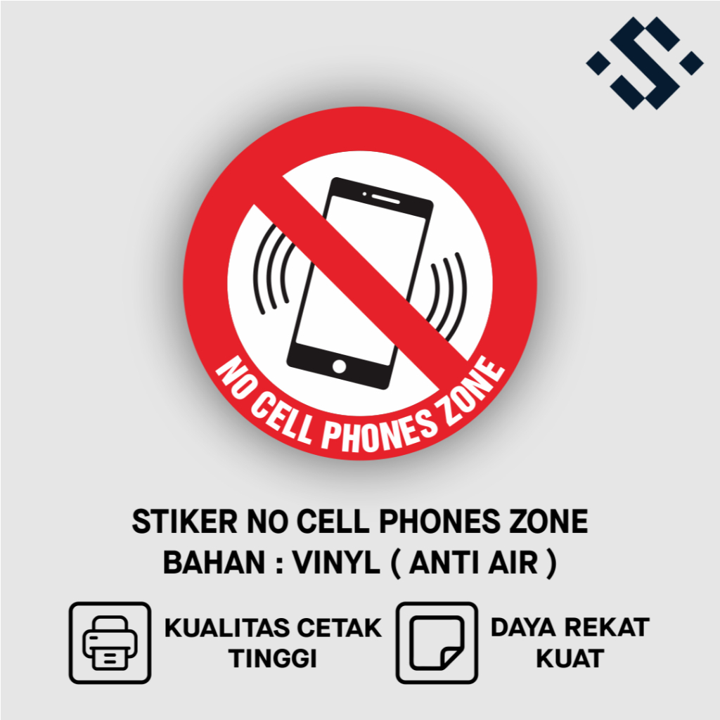 Jual Sticker Label Sign No Cell Phone Zone Stiker Bundar Vinyl Dilarang ...