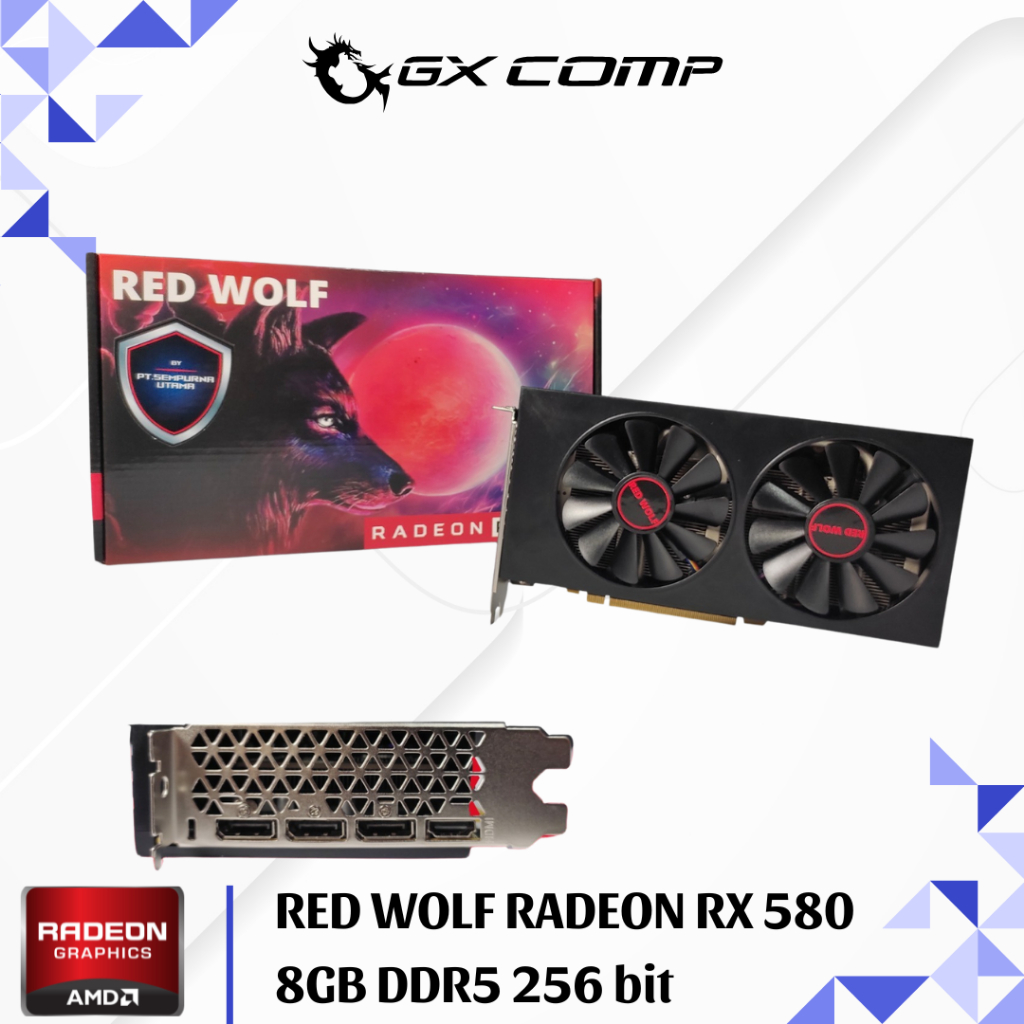 Jual RED WOLF RADEON RX 580 8GB DDR5 256 bit VGA Card Venom RX 8GB ...