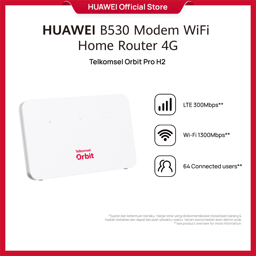 Jual HUAWEI Telkomsel Orbit Pro H2 B530 Home Router Modem WiFi 4G High ...