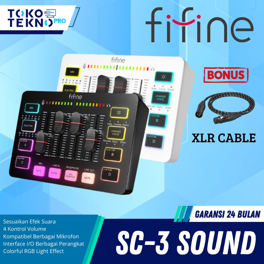 Jual Fifine SC3 / SC-3 / SC 3 Ampligame Audio Mixer Sound Card RGB for ...