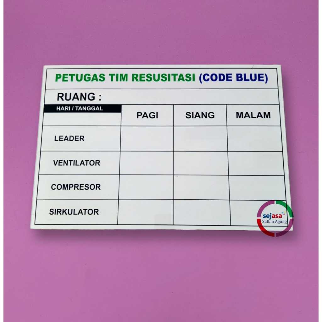 Jual Custom Akrilik Code Blue | Custom Papan Akrilik Petugas Tim Resusitasi | Jadwal Code Blue ...