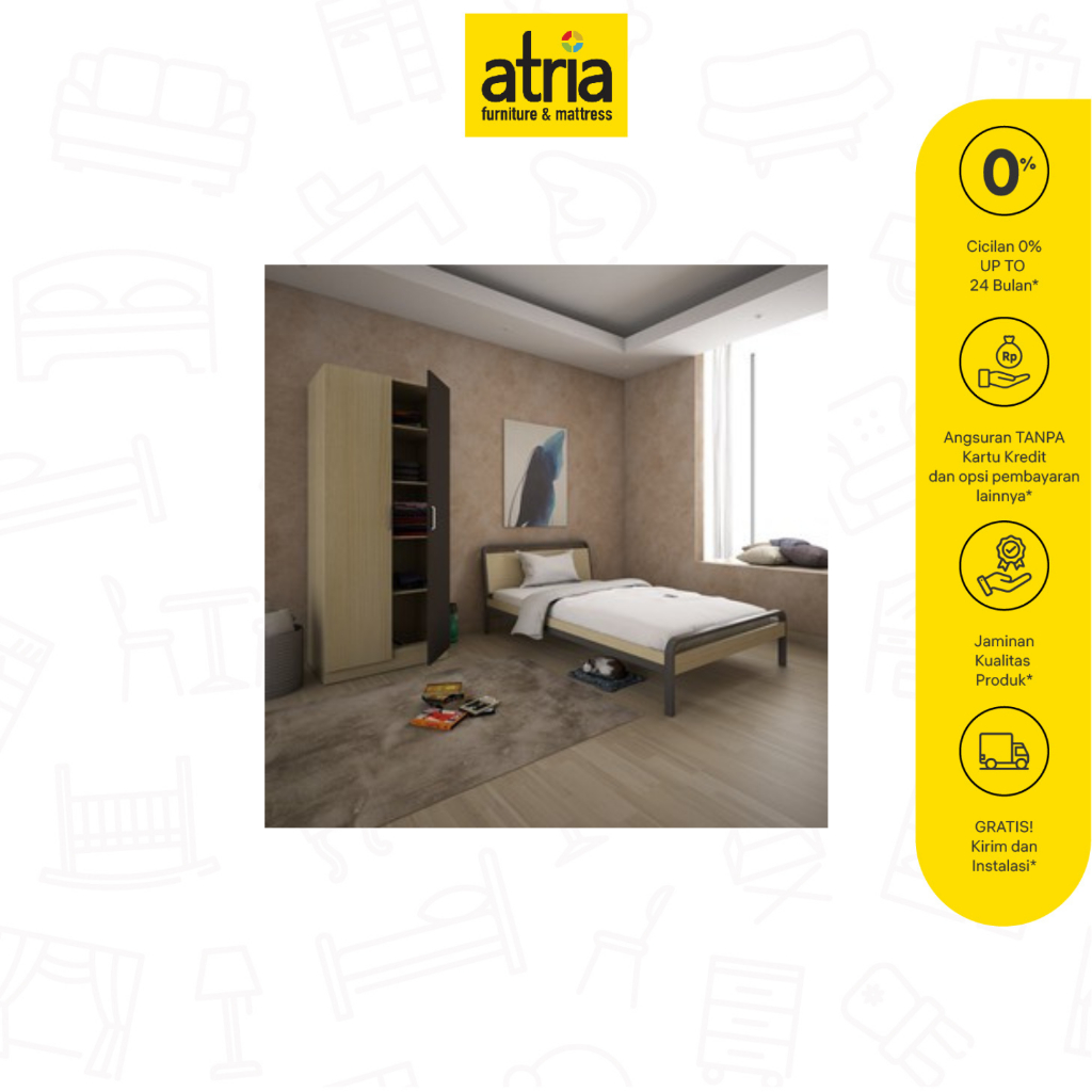 Jual Atria Tempat Tidur Set Suyo Metal+ Stein Wardrobe 2 Pintu | Shopee ...