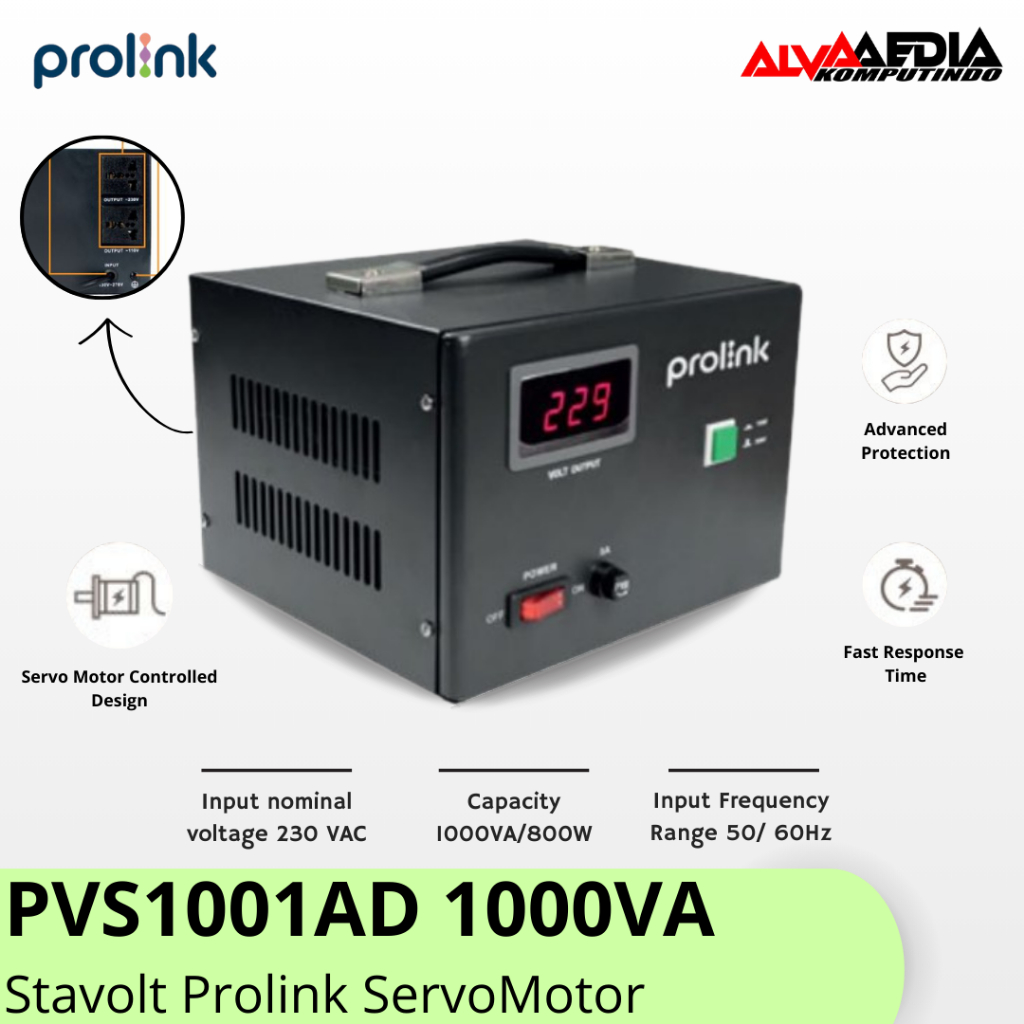 Jual STABILIZER - STAVOLT PROLINK SERVOMOTOR PVS1001AD 1000VA ...