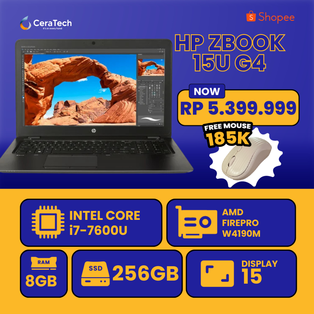 Jual Laptop HP Zbook 15U G4 - Intel core i7 Gen 7 - Ram 8 Ssd 256gb ...