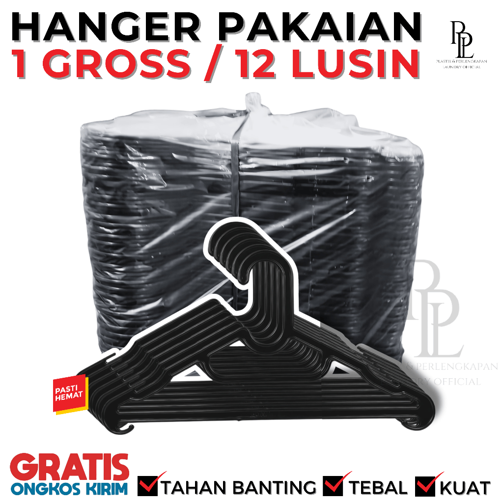 Jual [1 GROSS] Hanger Baju Plastik Gantungan Baju Dan Celana Pakaian ...