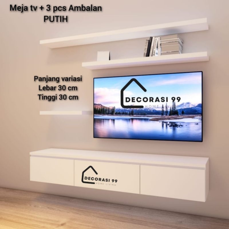 Jual Meja Tv Minimalis Gantung variasi pintu semua + 3 Ambalan / Meja ...