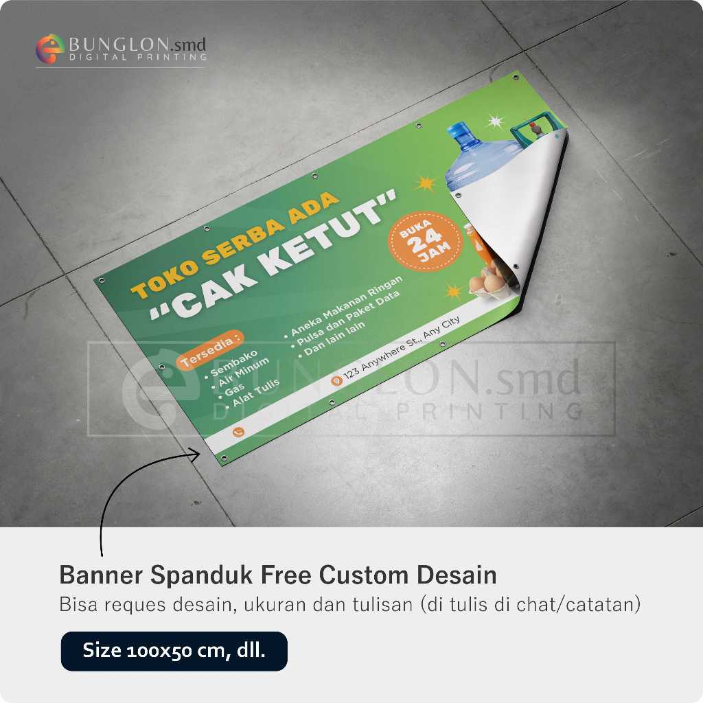 Jual PRINT CETAK SPANDUK BANNER TOKO SERBA ADA HIJAU CUSTOM DESAIN ...