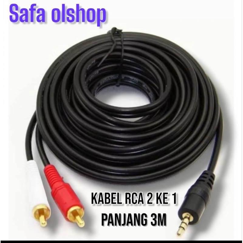 Jual Kabel Rca 2 ke 1 kabel audio hp ke sepiker dll panjang 3m bahan ...