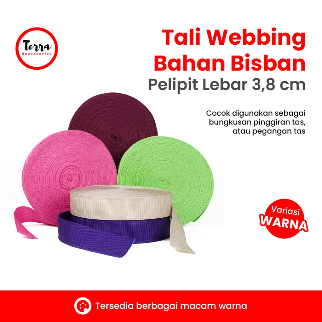 Jual (+/- 27 METER) Tali Webbing Bisban Pelipit Ukuran 3.8 cm Sedang ...