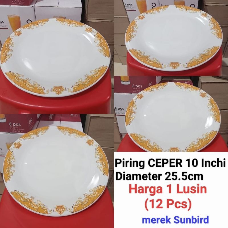 Jual piring makanan keramik piring ceper piring lodor MAHKOTA ukuran 10 ...