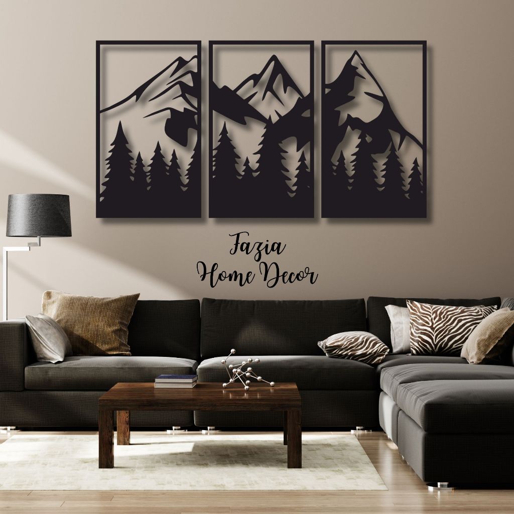 Jual HIASAN DINDING TEMA GUNUNG 3 PANEL 3D WALL DECOR LASER CUT ART ...