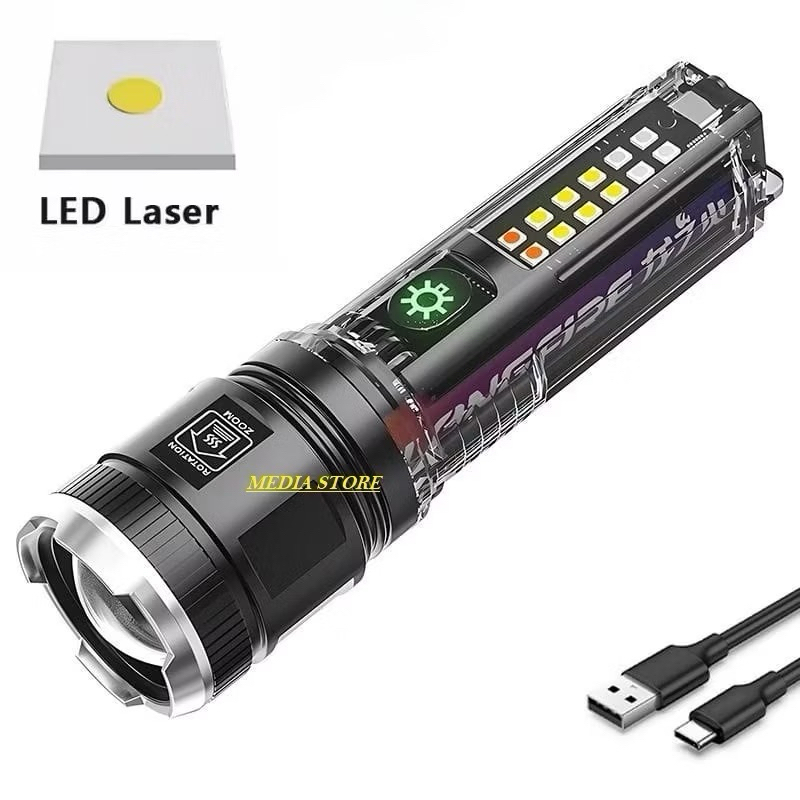 Jual SENTER X36 LED LASER BISA ZOOM - CAHAYA TERANG - BISA JADI POWERBANK - TENAGA MATAHARI - 7 ...
