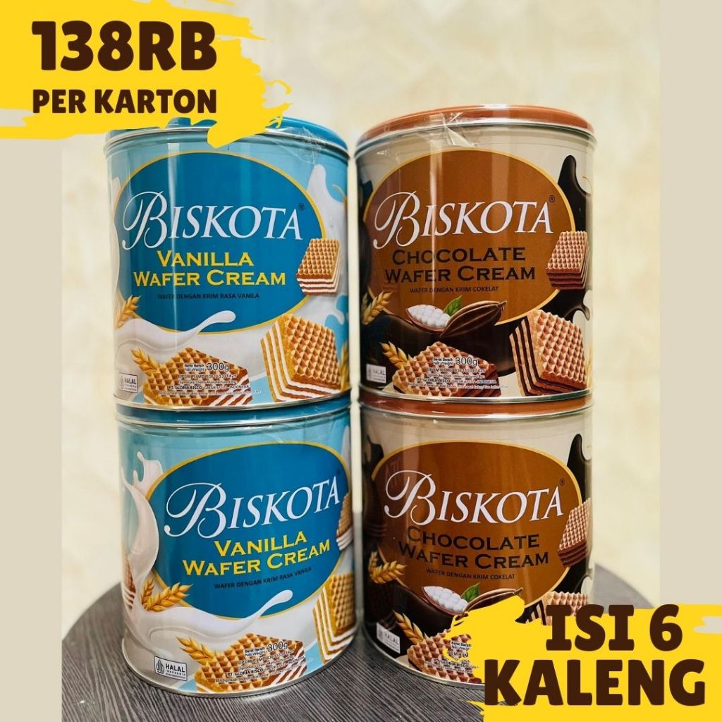 Jual BISKOTA WAFER CREAM RASA COKLAT DAN VANILA ISI 6 KALENG PER KARTON ...