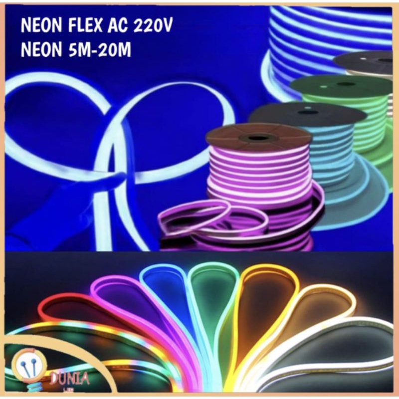 Jual PAKET LAMPU NEON FLEX AC 220V 5M-10METER LED SELANG FLEKSIBEL 220V ...