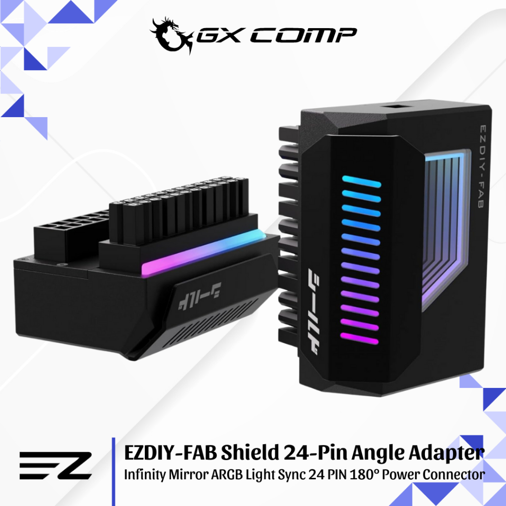 Jual EZDIY-FAB Shield 24-Pin Angle Adapter with Infinity Mirror ARGB Light Sync 24 PIN 180 ...