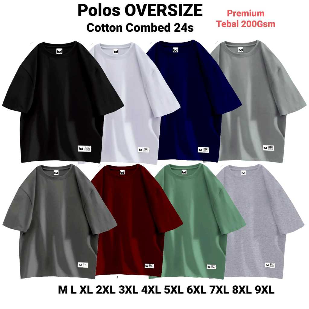 Jual BIG Dickyt - Kaos Polos Oversize Katun Combed 24s M - 9XL JUMBO Premium Tebal 200Gsm T ...