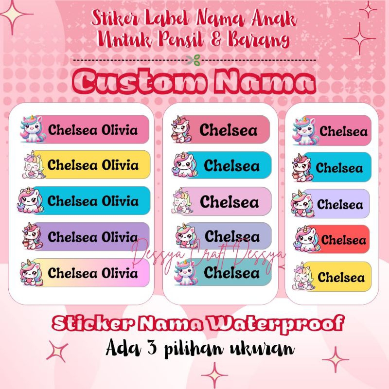 Jual Stiker Label Nama Anak Custom Waterproof Untuk Pensil dan Barang ...