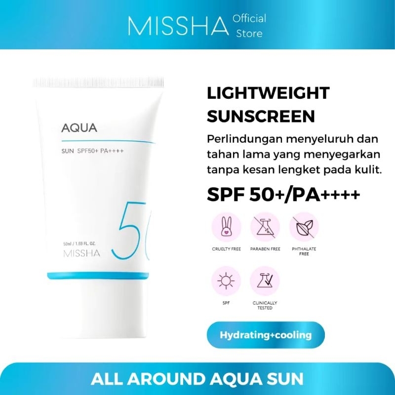 Jual MISSHA Lightweight Sunscreen SPF50+ PA++++ ALL AROUND AQUA SUN ...