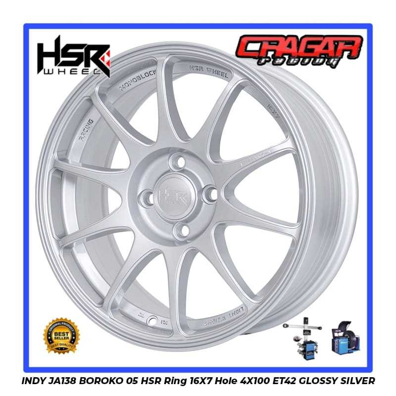 Jual Velg Racing Ring 16 4x100 full silver buat swift brio ignis dll - HSR INDY R16 | Shopee ...