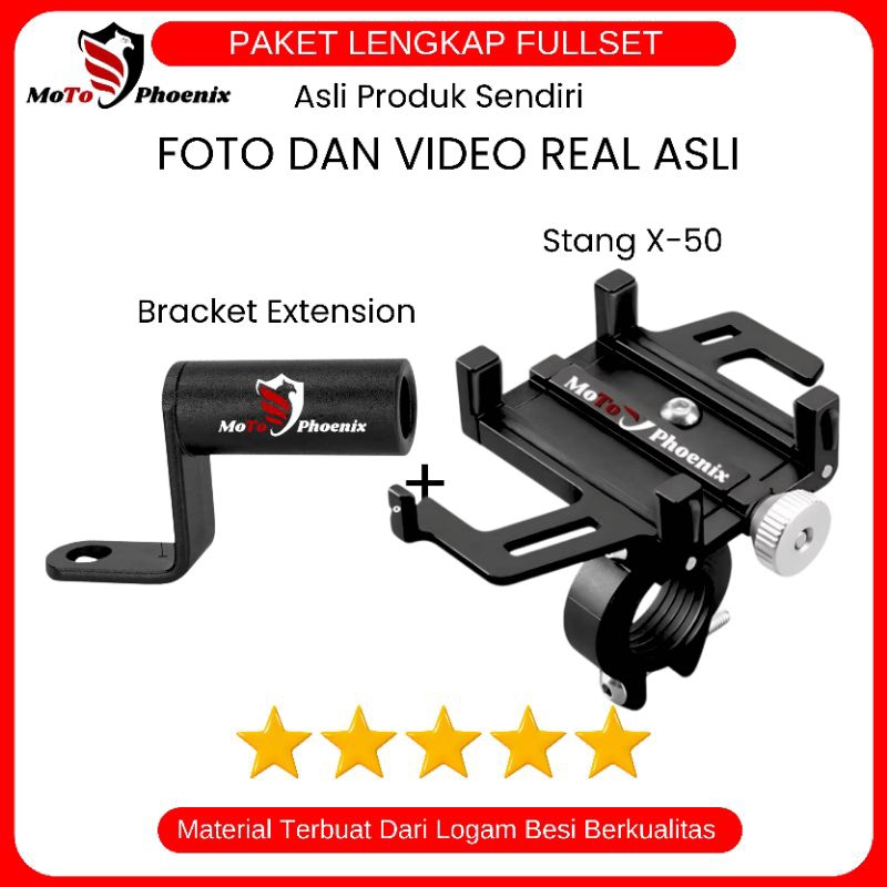 Jual [ FULLSET ] Holder Stang Motor Besi X-50 + Bracket Spion Besi ...