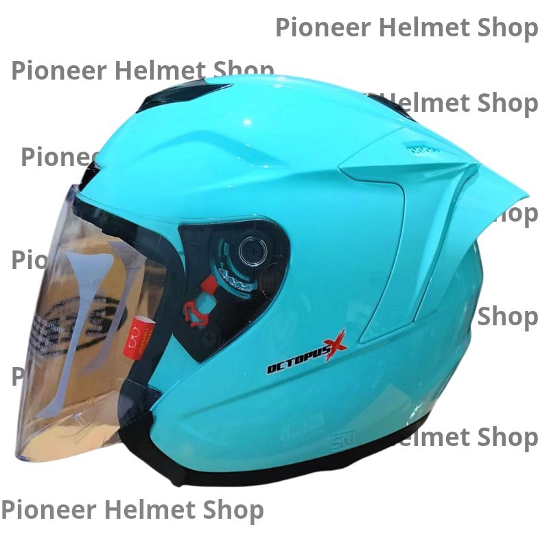 Jual Helm ganteng SEV OCTOPUS-X paket spoiler 3D keren warna ice green ...