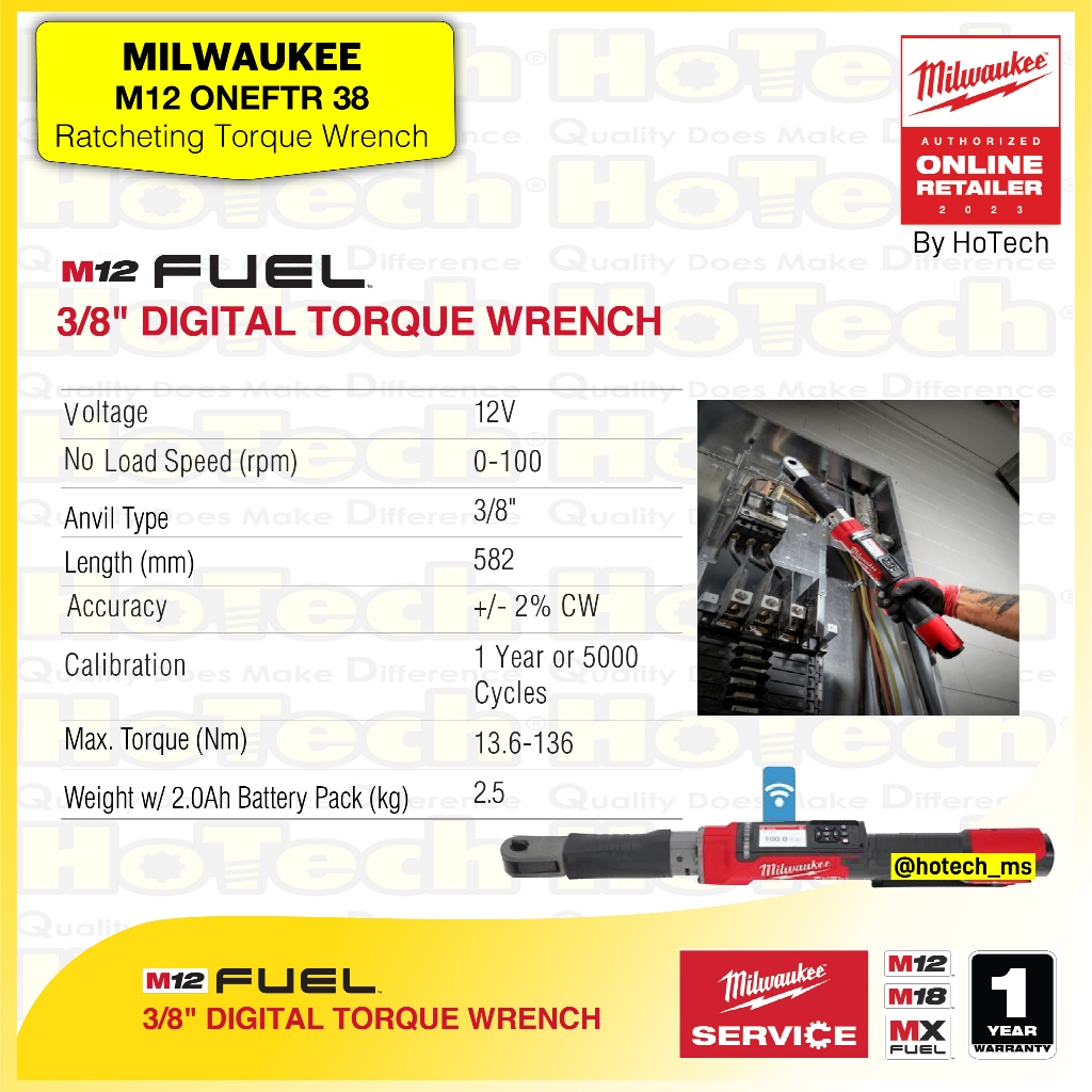 Jual MILWAUKEE | M12 ONEFTR38 | Digital Torque Wrench 3/8" | Kunci Torsi Digital | Shopee Indonesia
