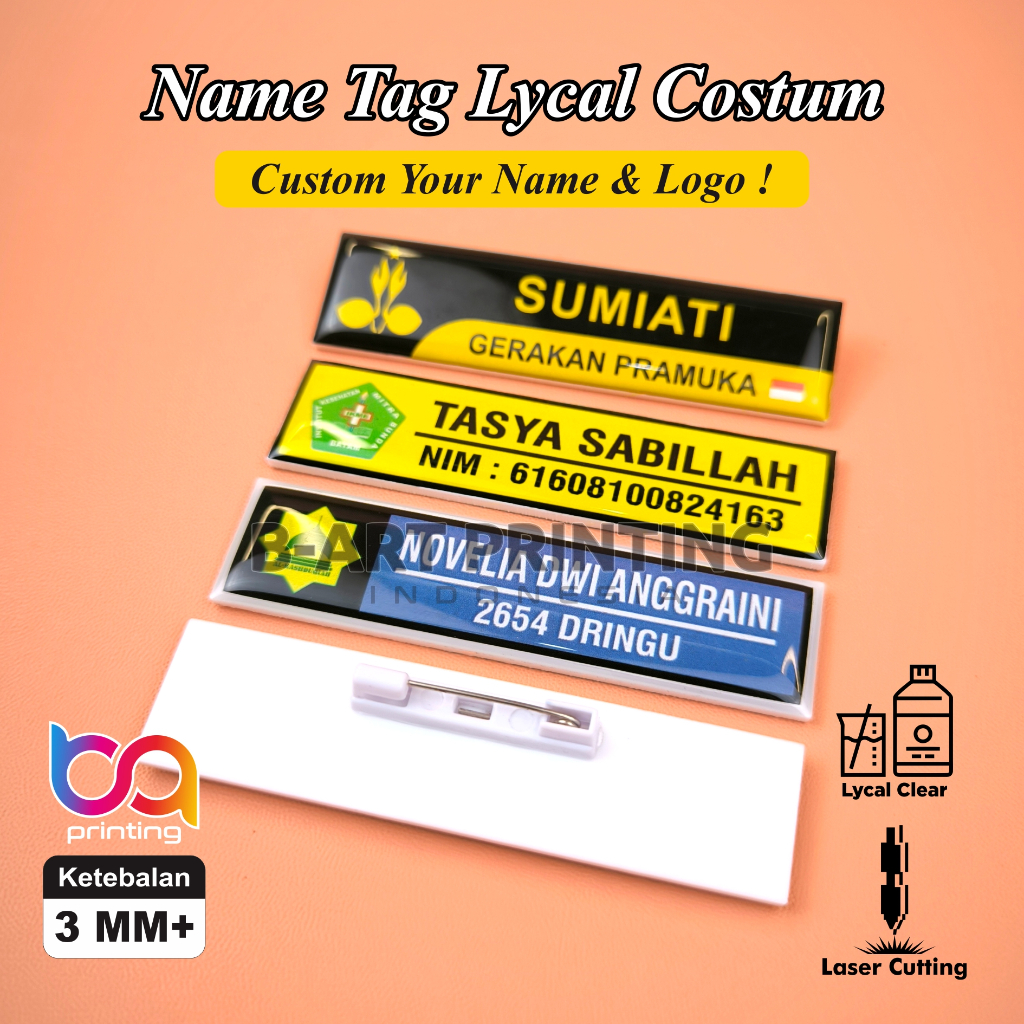 Jual Nama Dada Papan Nama Name Tag ASN ABDI NEGARA PERUSAHAAN KARYAWAN ...