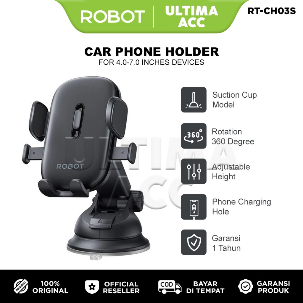 Jual ROBOT Car Holder HP Mobil RT-CH03S Dudukan Phone Stand Mount ...