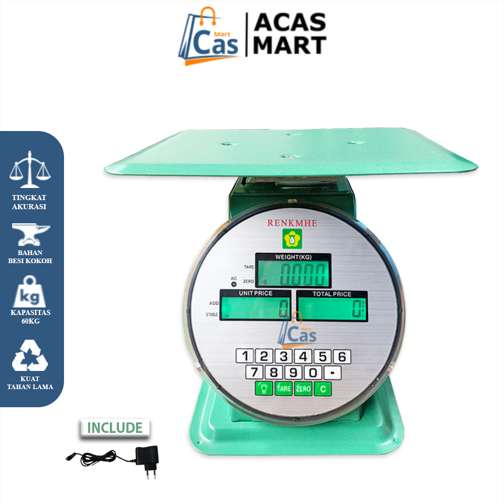 Jual AM RENKMHE Timbangan Duduk Digital 60 Kg Plat Besi Datar Rata ...