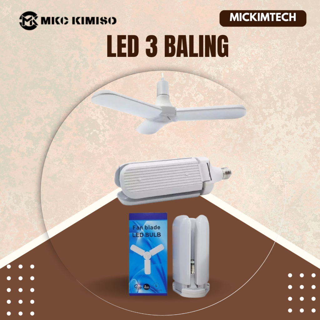 Jual Led 3 Baling Foldable LED Bulb 45W E27 6500K 1800 Lumens | Shopee ...