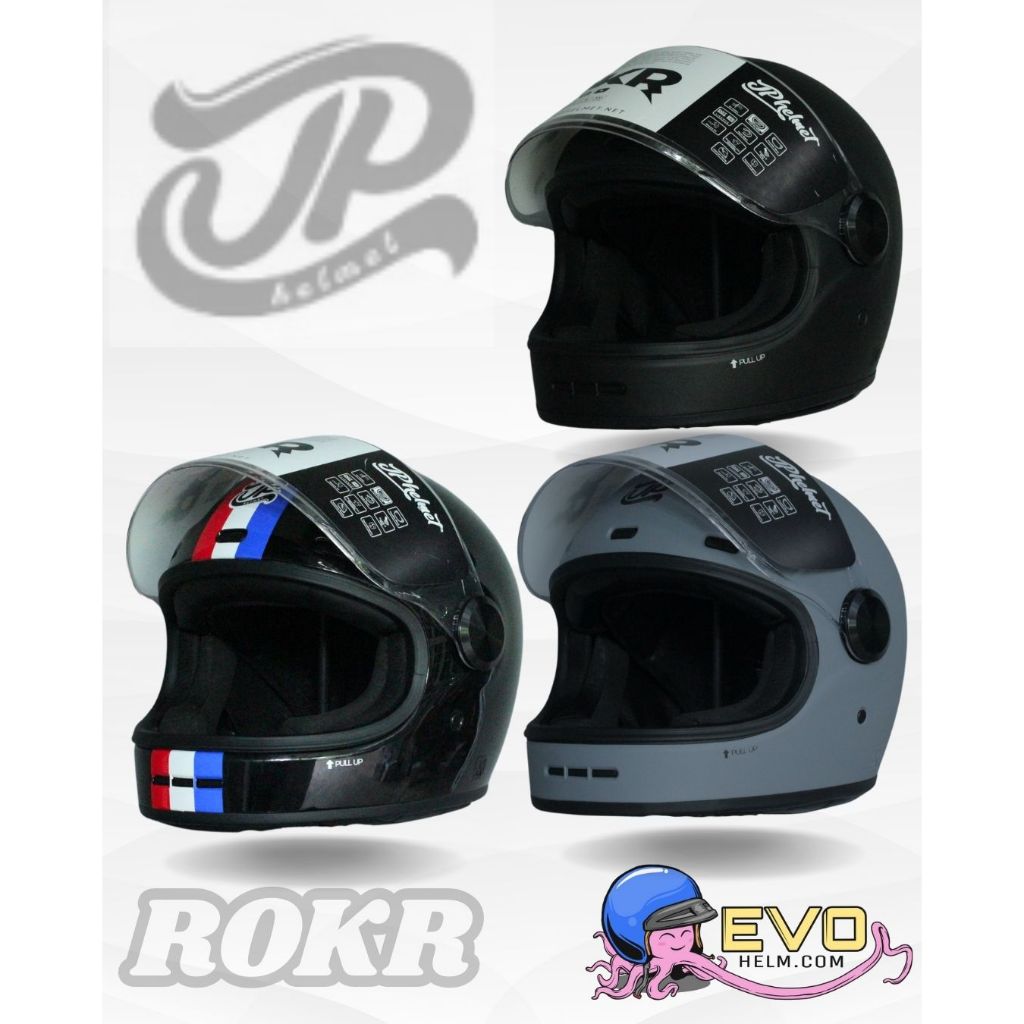 Jual HELM JPX FULL FACE - JP RETRO ROKR MOTIF & SOLID ORIGINAL SNI (DOT ...