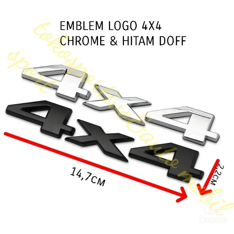 Jual EMBLEM LOGO LAMBANG TULISAN 4X4 MOBIL 4 X 4 PAJERO SPORT JEEP HITAM DOFF CHROME UNIVERSAL ...