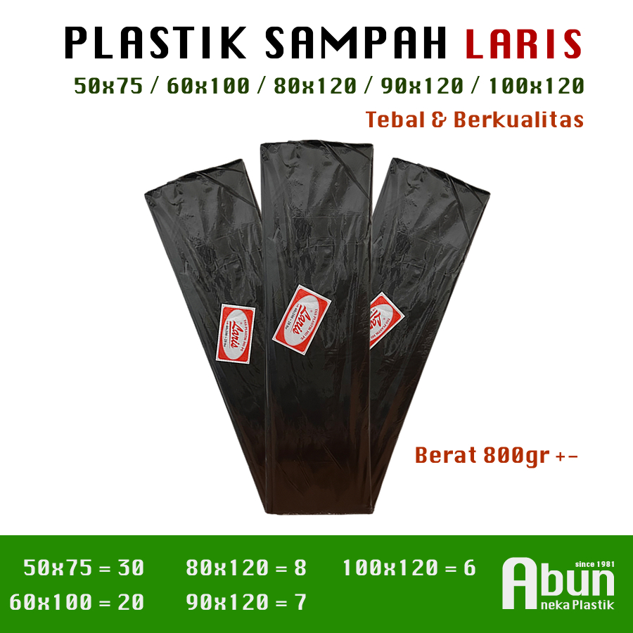 Jual Plastik Sampah Laris Hitam 50/60/80/90/100cm | Shopee Indonesia