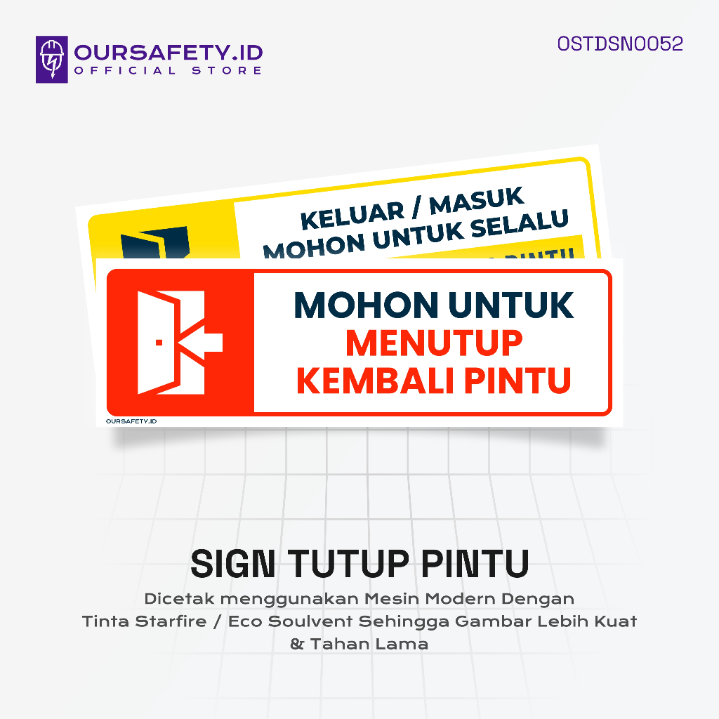 Jual Stiker Sign Pintu Harap Ditutup Kembali | Ruangan Ber AC | PREMIUM ...