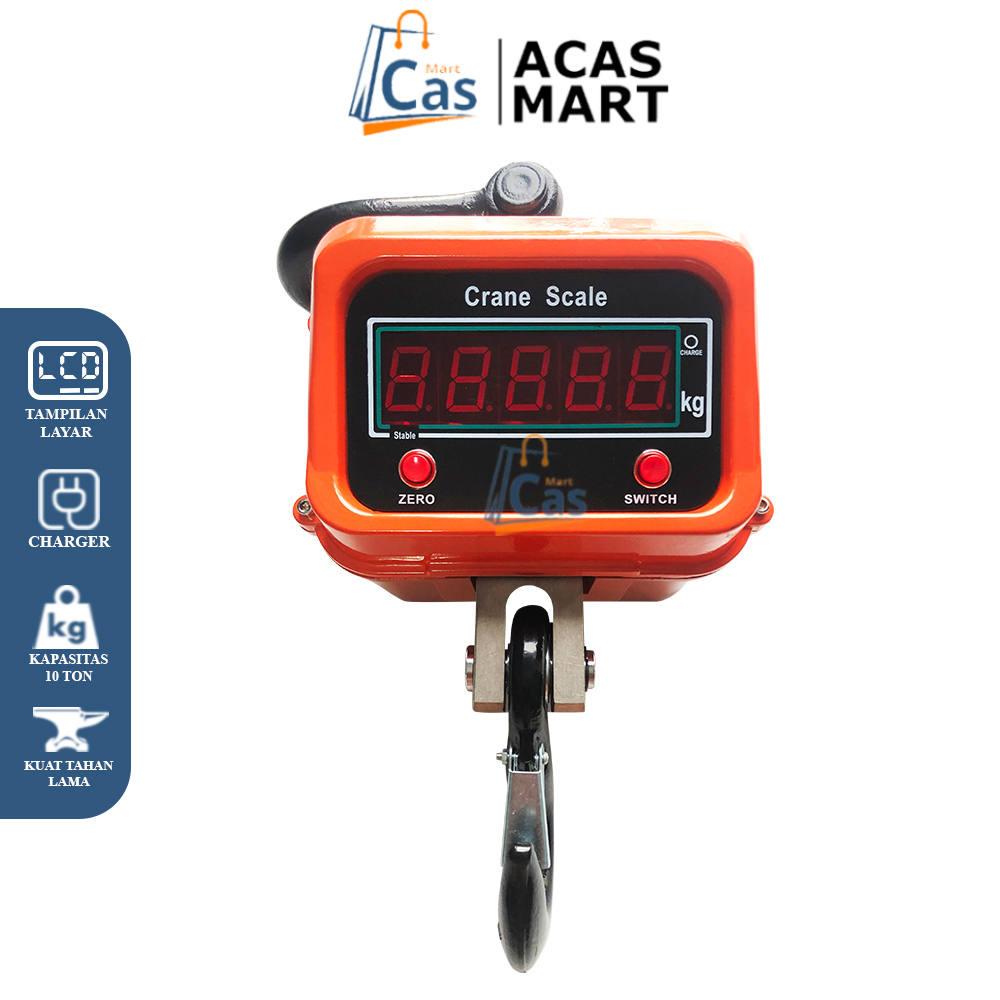 Jual AM OCS - 10T Timbangan Gantung Digital 10 TON / 100 Kg LED Elektronik Remote Kontrol Besi ...