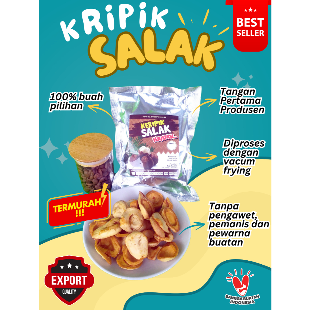 Jual KERIPIK / KRIPIK BUAH SALAK Khas MALANG BATU Kemasan Ekonomis 50 ...